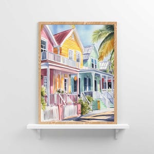 Key West Watercolor Print, Tropical Beach House Wall Art, Coastal ...