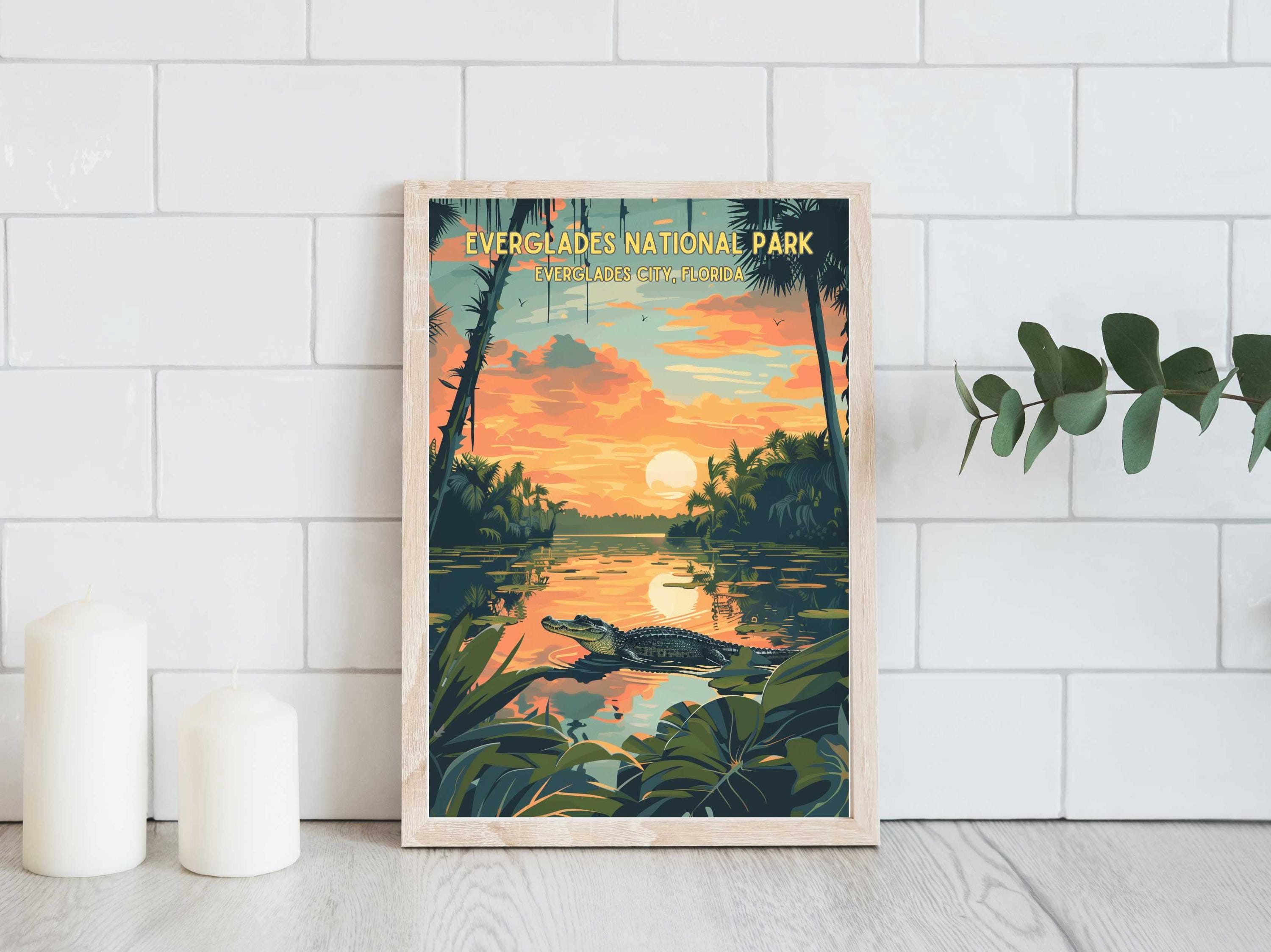 Florida Everglades Travel Poster, Florida Home Decor, Florida Wildlife ...