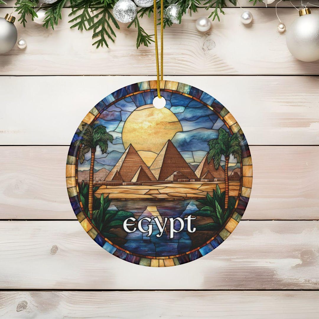 Pyramids of Giza Stained Glass Style Christmas Ornament, Personalized ...