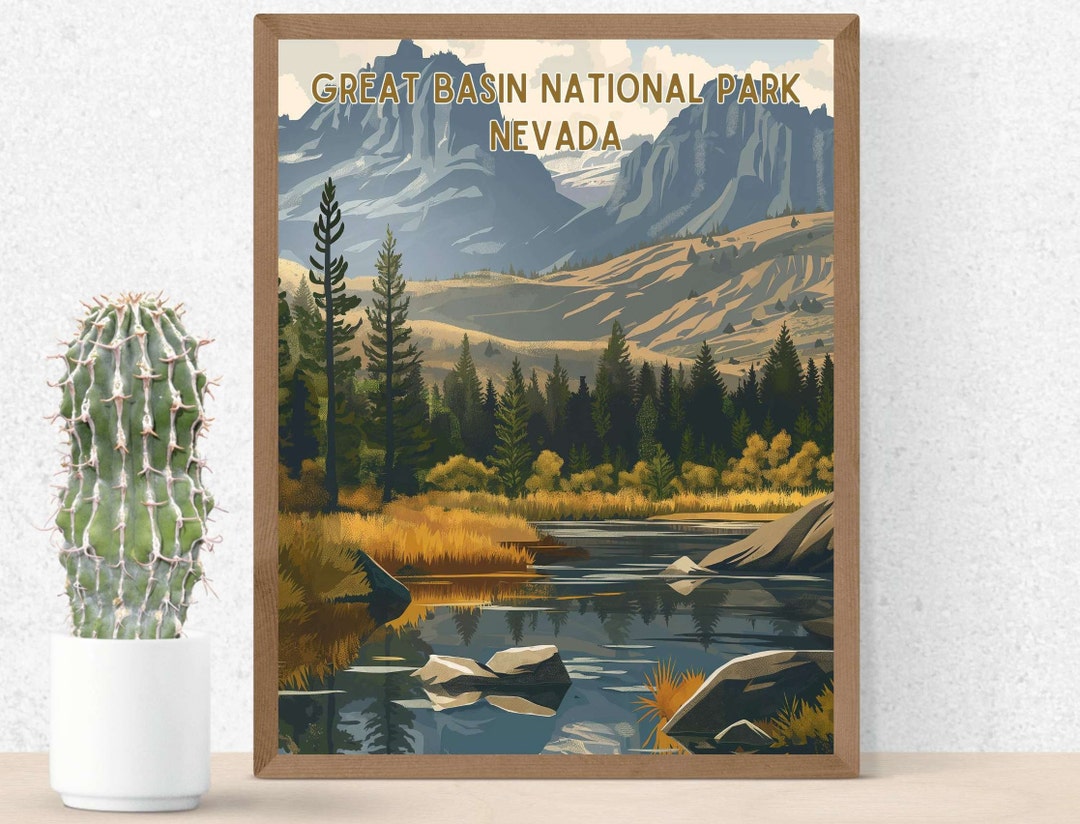 Great Basin National Park Print, Desert Mountain Home Decor, Nevada ...