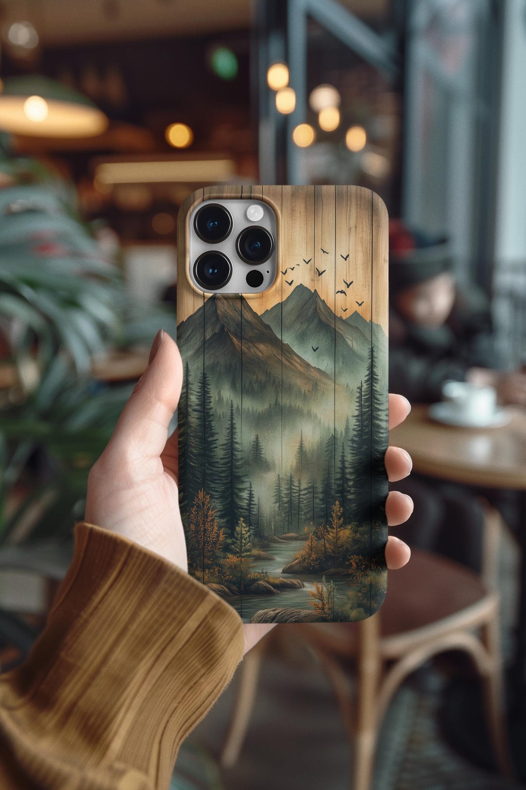 Mountain Wood Grain Print Case for iPhone Samsung Galaxy Google Pixel ...