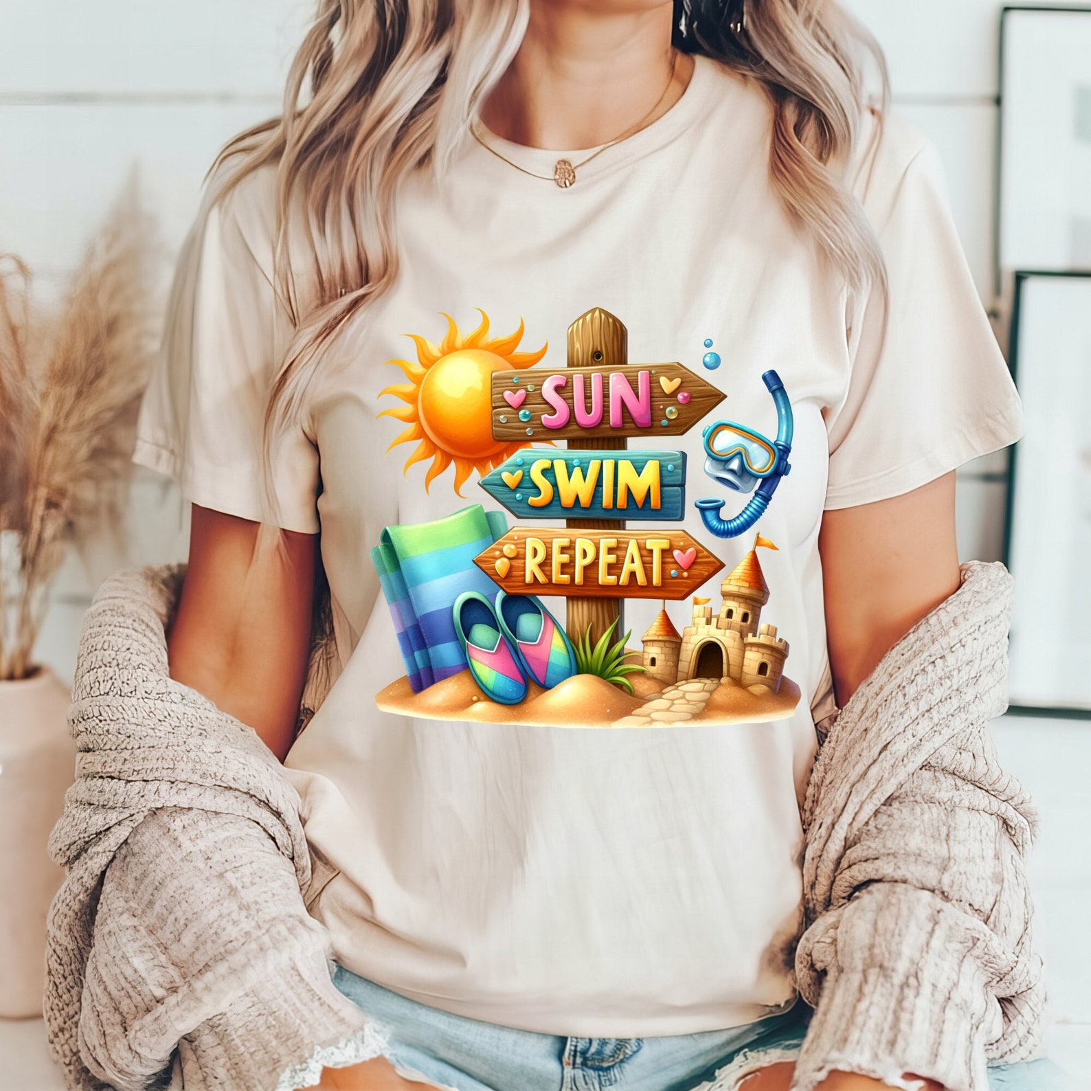 Sun Swim Repeat Png, Summer Png, Png Design for Shirts, Sublimation ...