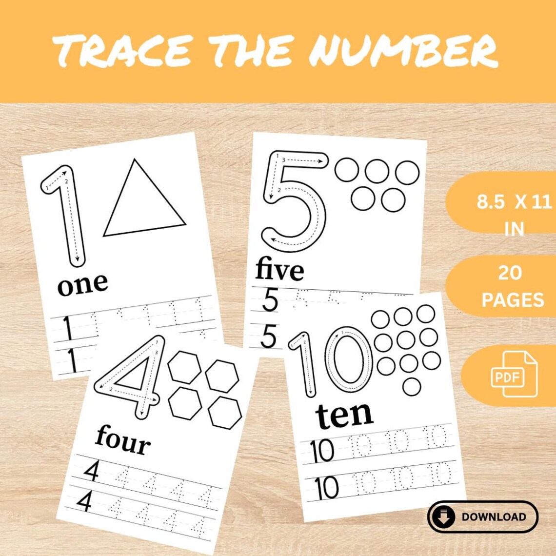 Number Tracing Preschool Worksheet: Learning Numbers 0-10 (PDF ...