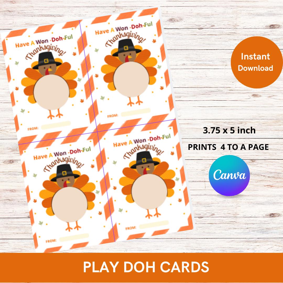 Thanksgiving Turkey Play Doh Cards: Printable Student Gift (digital ...