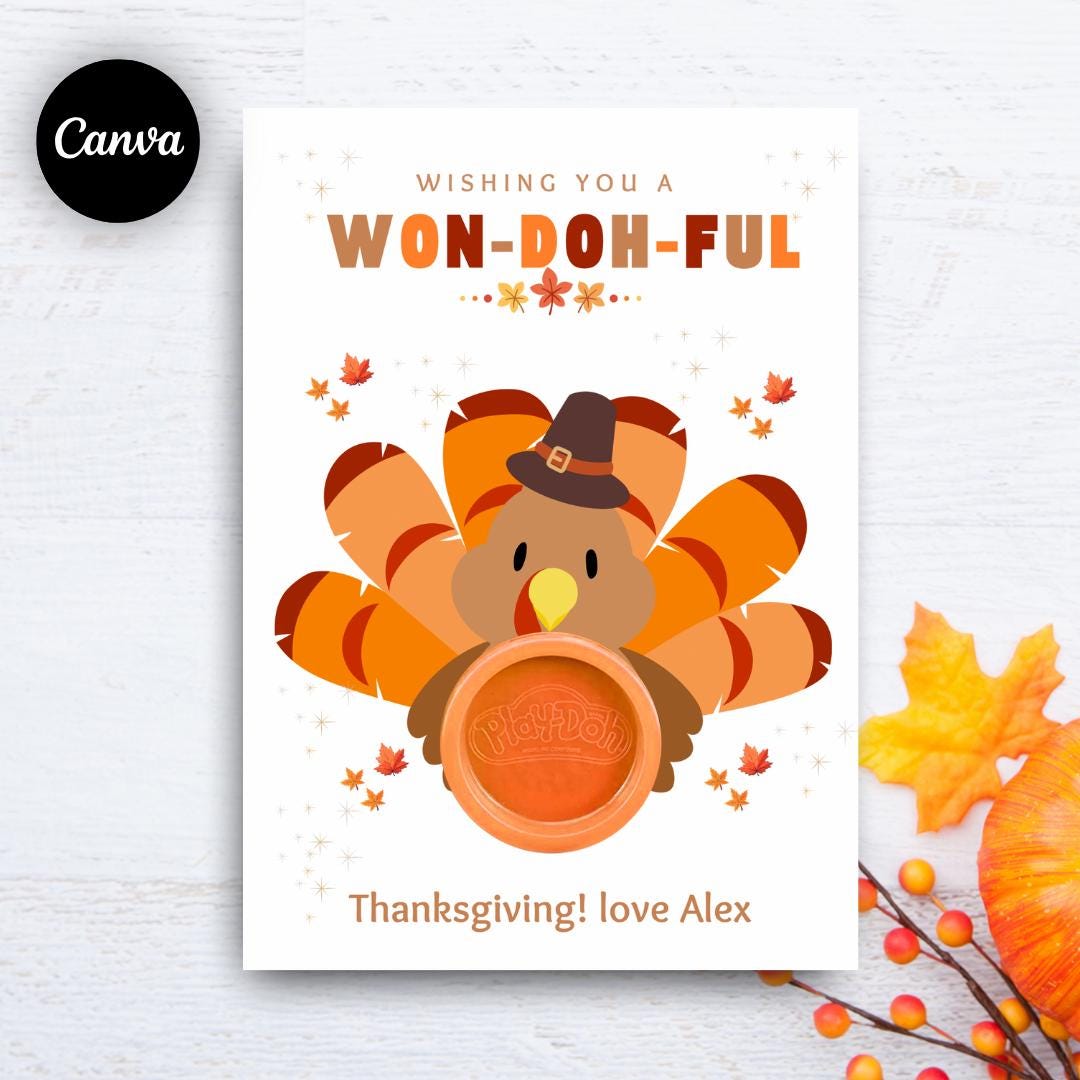 Thanksgiving Play Doh Turkey Card Template: Printable Student Gift ...