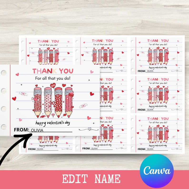 Printable Valentine's Day Teacher Tag: Editable Classroom Gift (digital ...