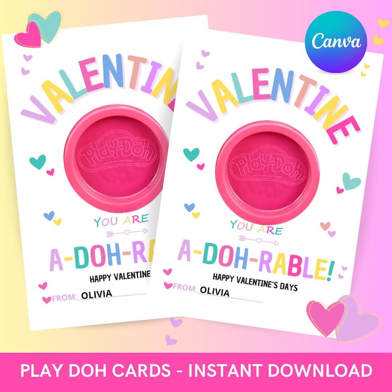 Play-doh Valentine's Day Card | Printable Classroom Gift (PDF) - Etsy