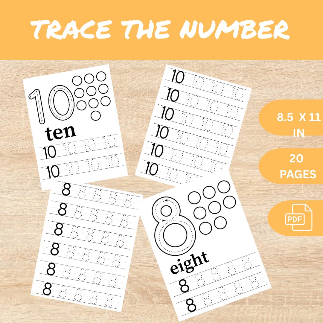 Number Tracing Preschool Worksheet: Learning Numbers 0-10 (PDF ...