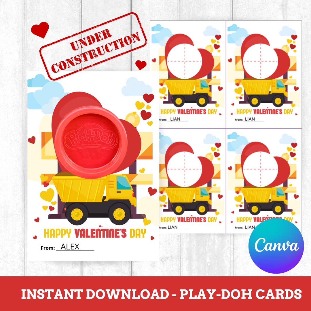 Valentines Play-doh Card Template | Printable Class Valentine Day | Non ...