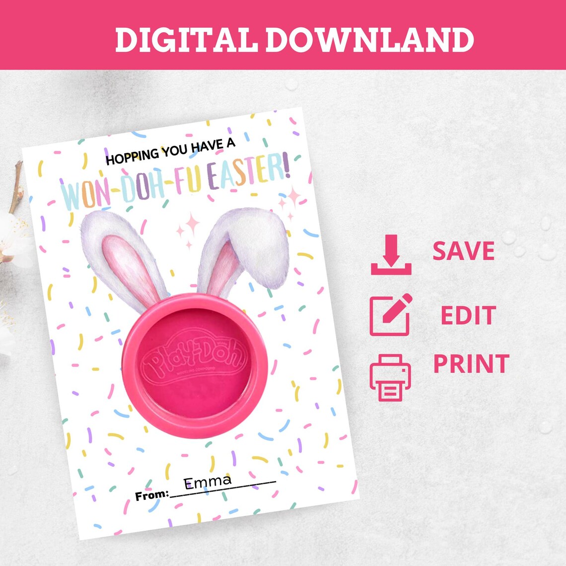 Easter Play Dough Card Template, Editable Classroom School Tags ...