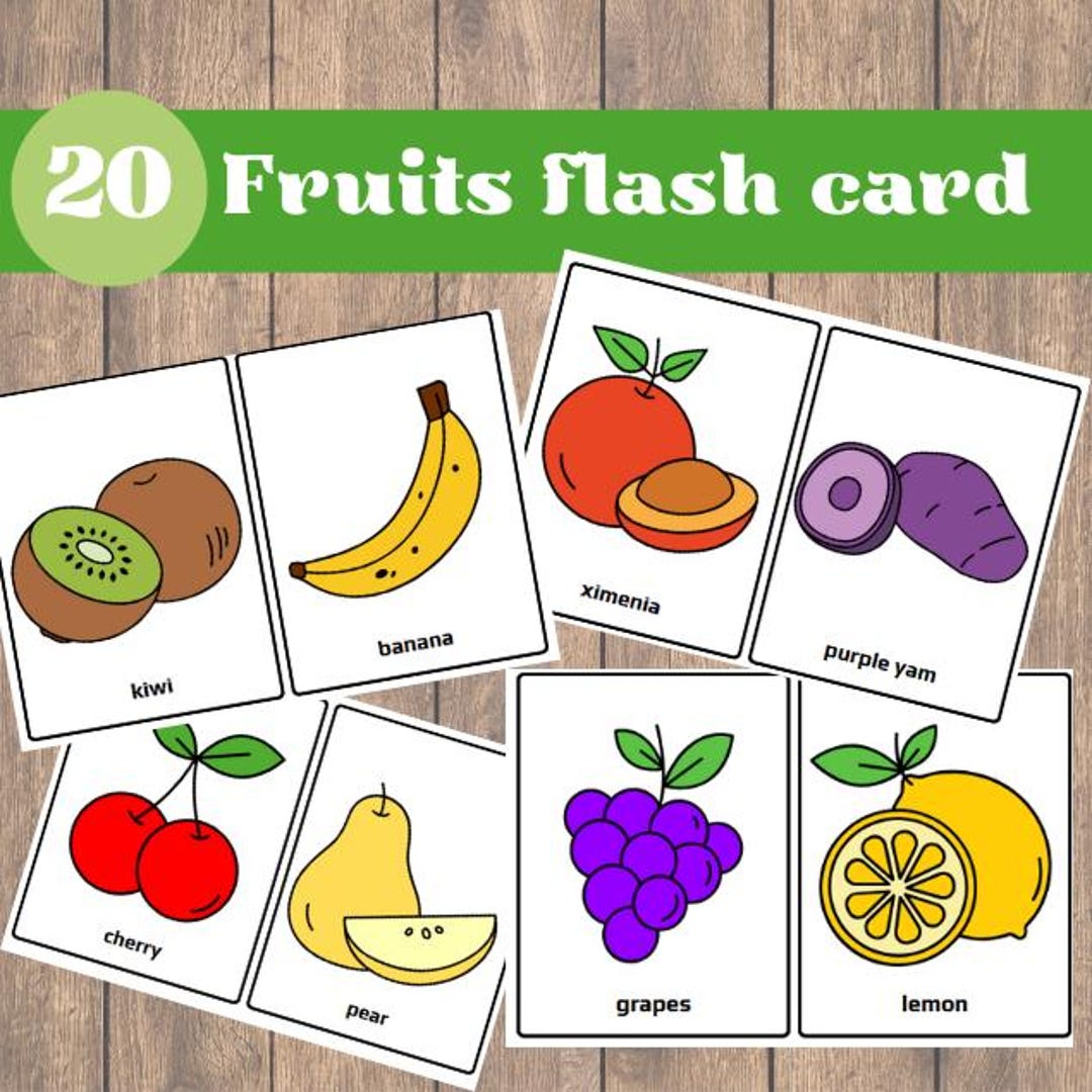 Fruits Flash Card Se |montessori Printable Flashcards for Preschool ...