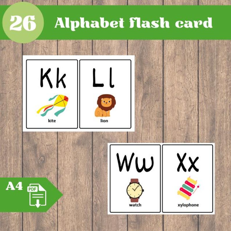 A-Z Alphabet Flash Cards, Preschool Educational Learning (PDF) - Etsy
