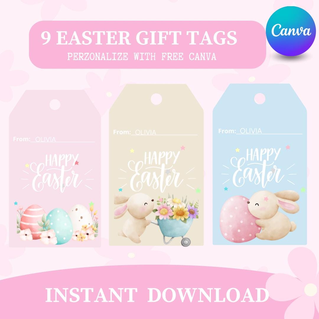 EDITABLE Easter Gift Tags, Watercolor Easter Gift Tags, Sweet Treat Tag ...