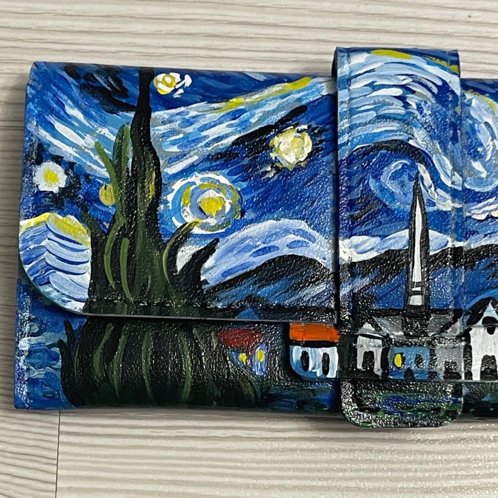 Hand-painted Wallet: Custom Starry Night Design - Etsy