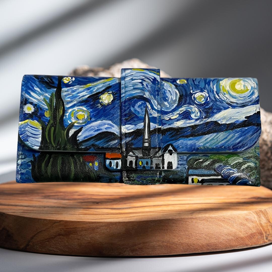 Hand-painted Wallet: Custom Starry Night Design - Etsy
