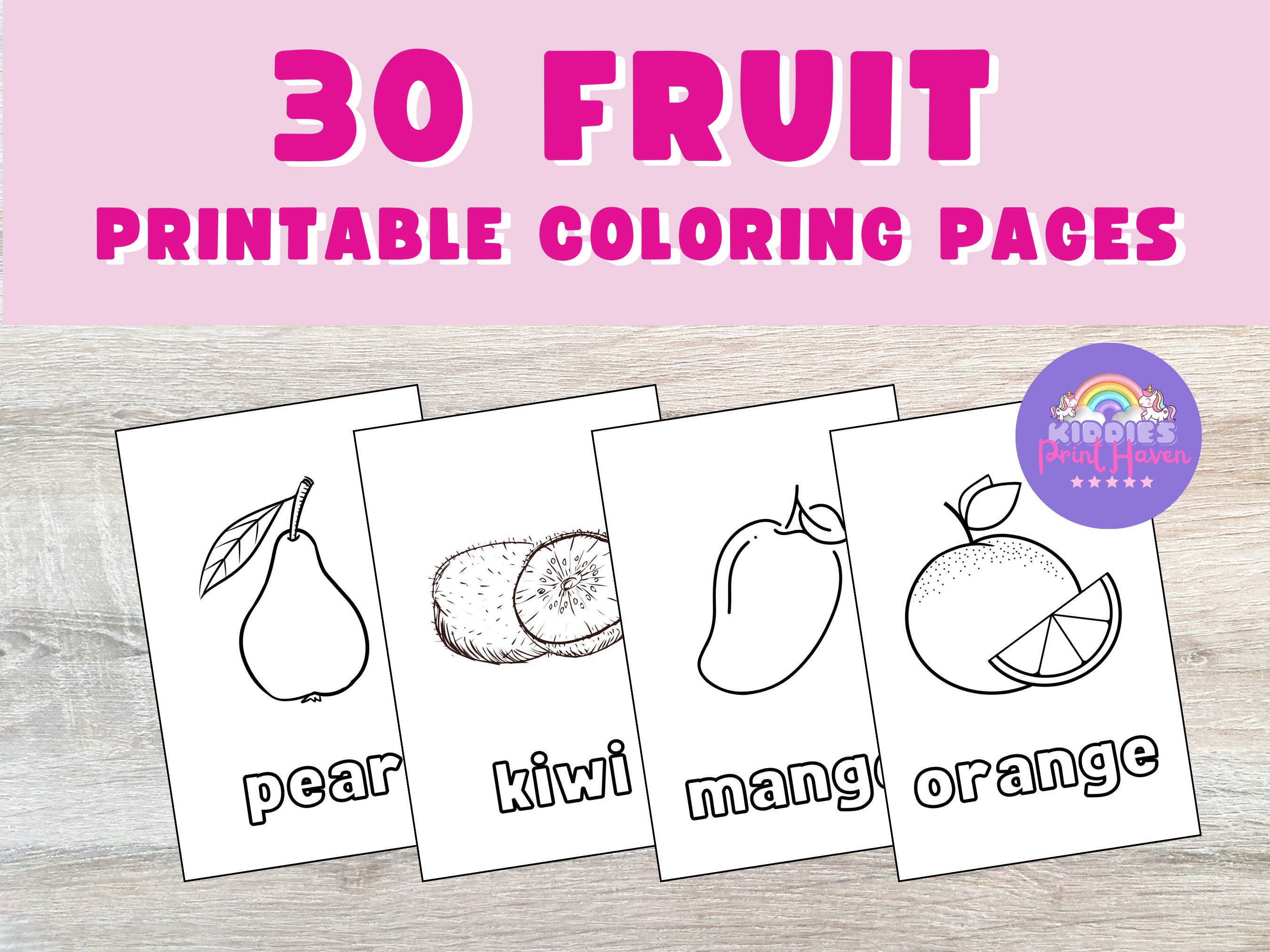 Toddlers Coloring Book, Coloring Pages for Kids, Fruit Theme Coloring ...