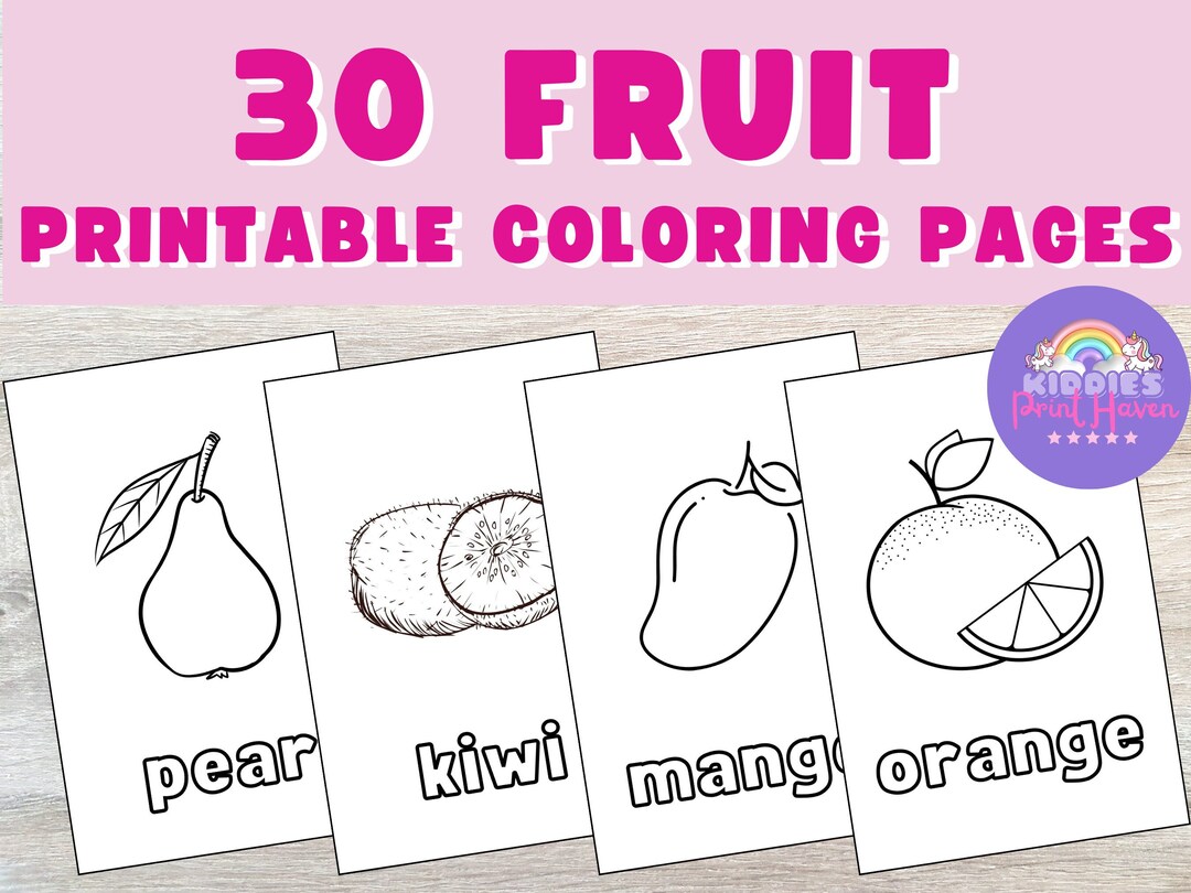 Toddlers Coloring Book, Coloring Pages for Kids, Fruit Theme Coloring ...