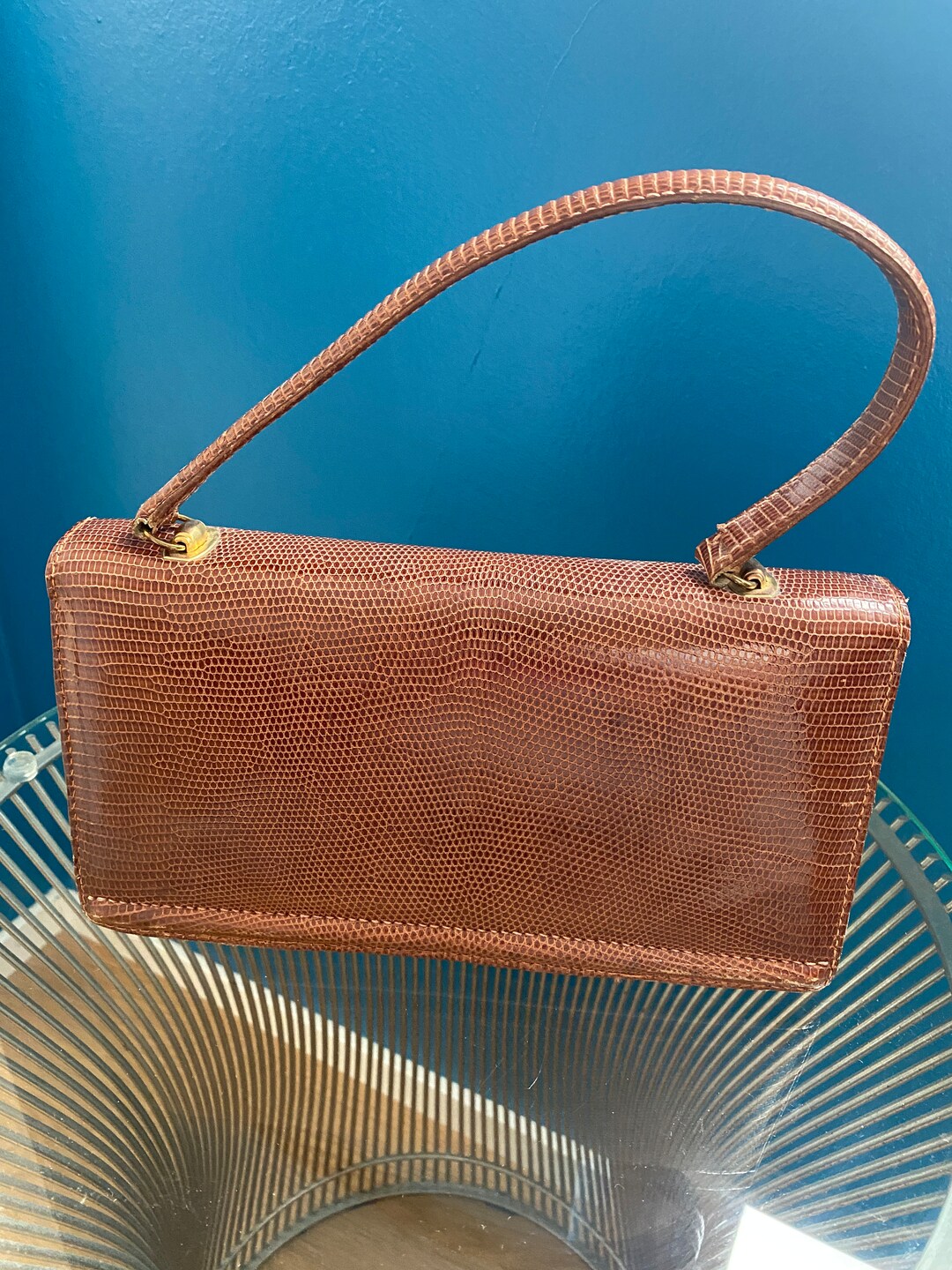 Vintage Lizard Purse 50s/60s Accordion Style With Brass Hardware and ...