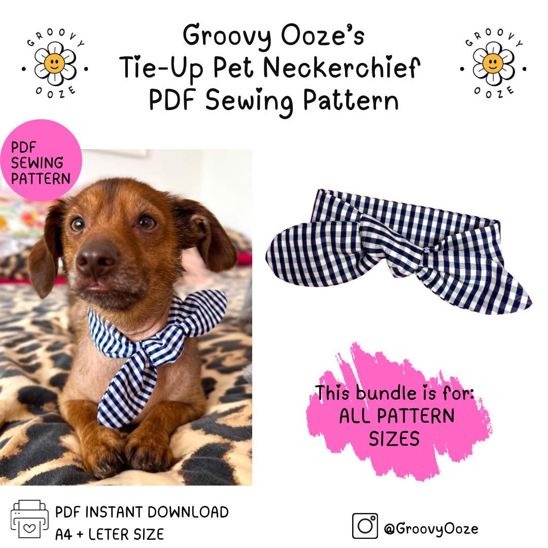Dog Neckerchief PDF Sewing Pattern: Tie-up Bandana, All Sizes (digital ...