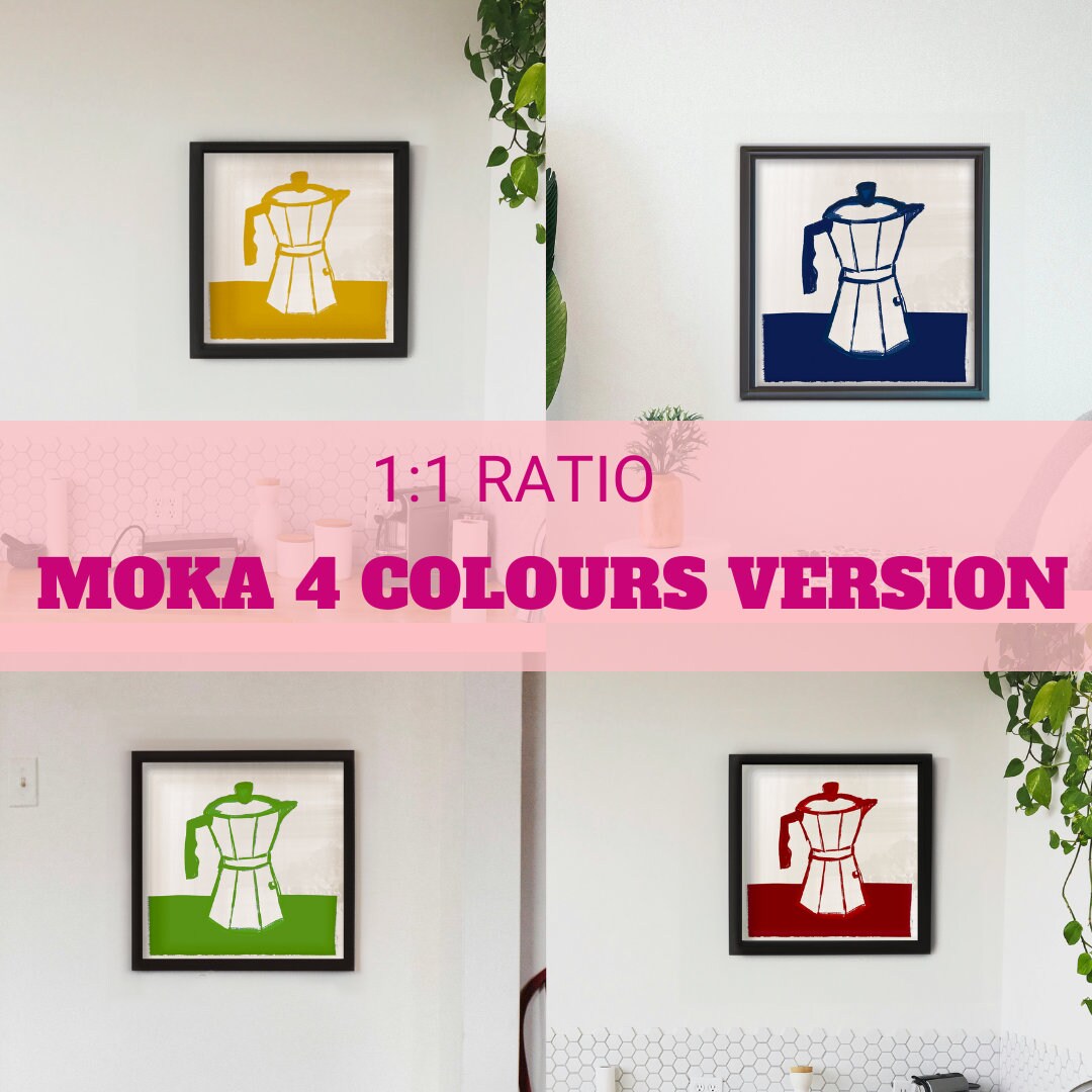 Moka Printable Poster Set of 4 Colors Vintage Style Original ...