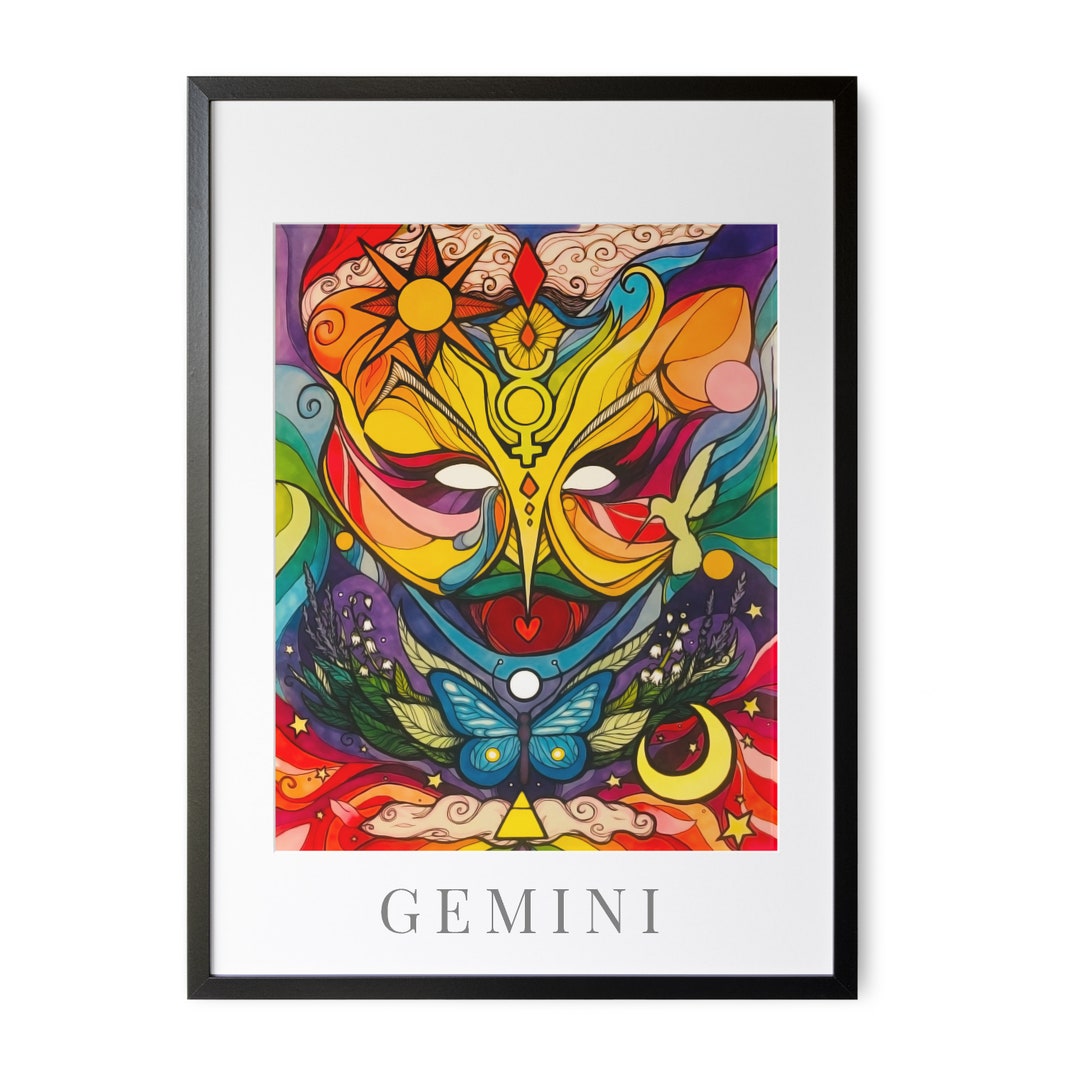 Gemini Zodiac Art Unframed Print, Astrology Artwork, Cosmic ...