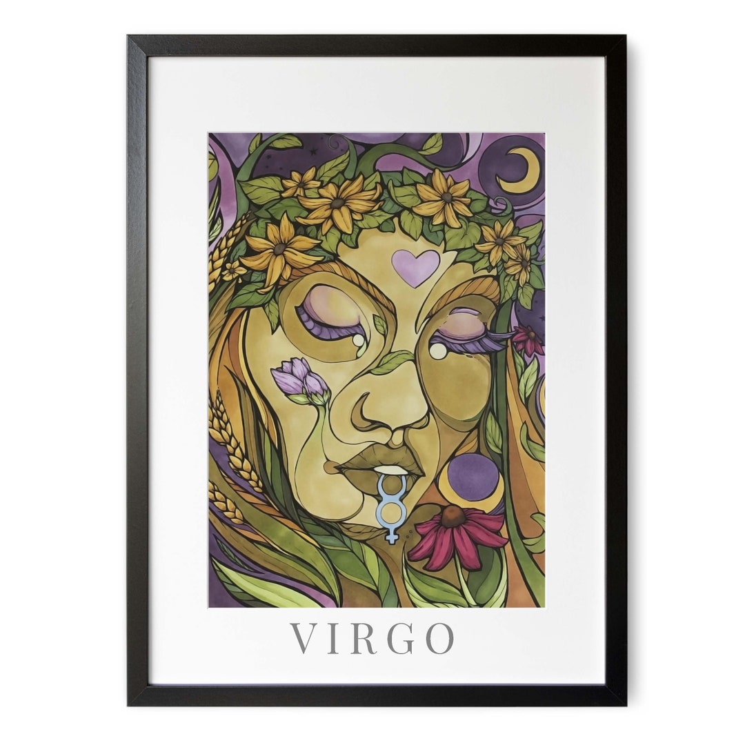 Virgo Zodiac Art Unframed Print, Astrology Artwork, Virgo Illustration ...