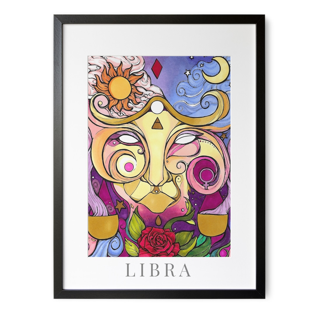 Libra Zodiac Art Unframed Print, Astrology Artwork, Illustration, Libra ...