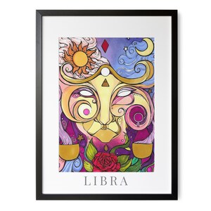 Libra Zodiac Art Unframed Print, Astrology Artwork, Illustration, Libra ...