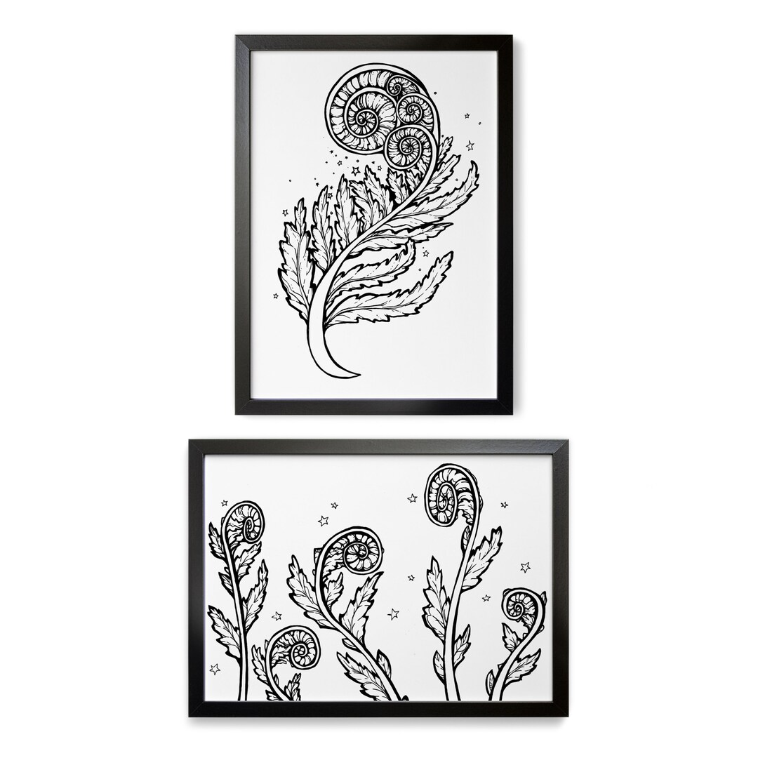 Fiddlehead Fern Art Print Set-unframed Giclee Prints - Gallery Wall ...