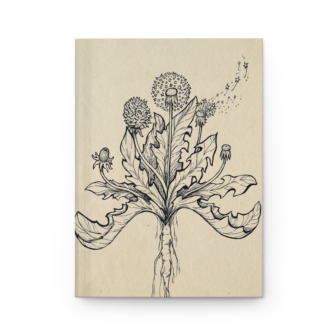 Dandelion Journal - Wish Notebook - Celestial Dandylion - Floral Hand ...