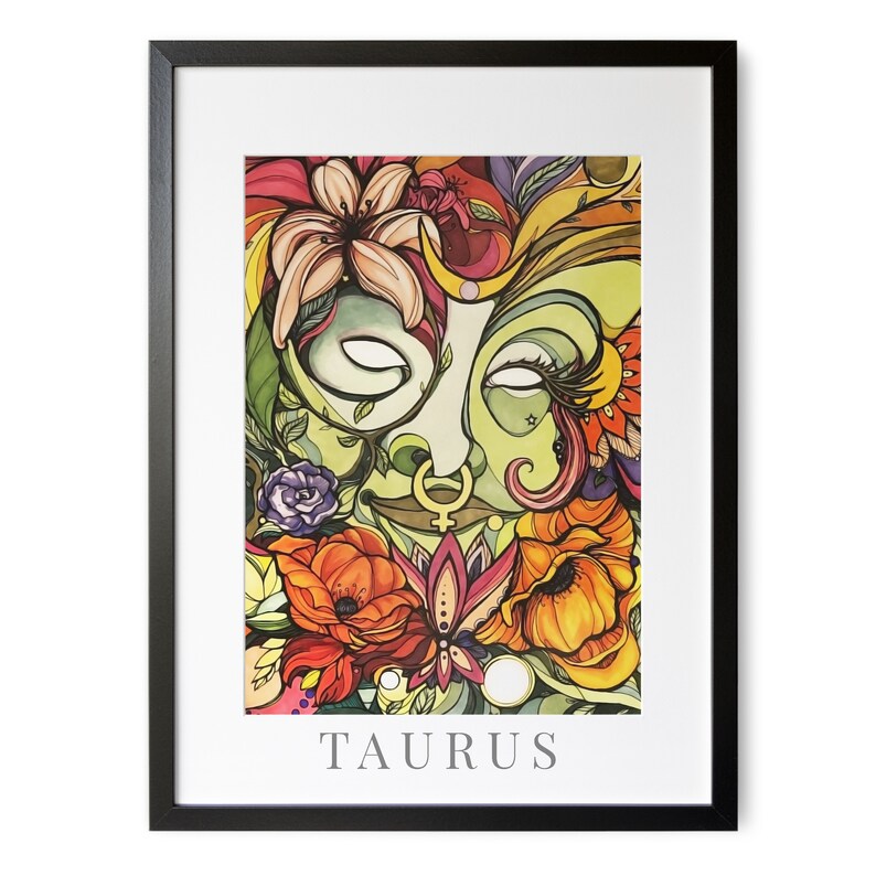 Taurus Zodiac Art Unframed Print, Astrology Artwork, Illustration ...