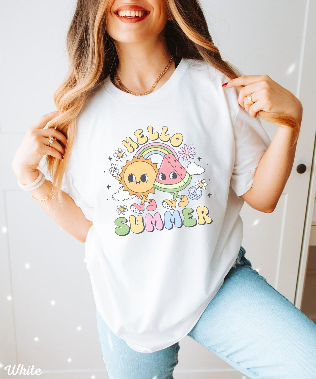Retro Hello Summer Tshirt, Cute Summer Shirt, Retro Graphic Summer Tee ...