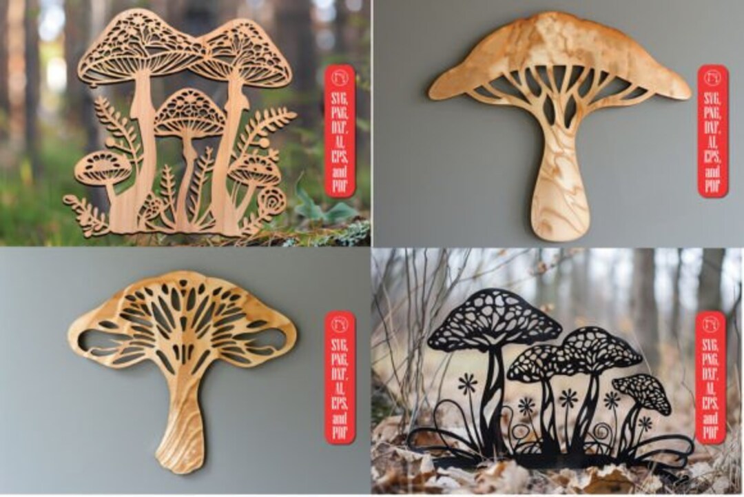 Mystical Mushroom Laser Cut SVG Bundle Graphic - Etsy
