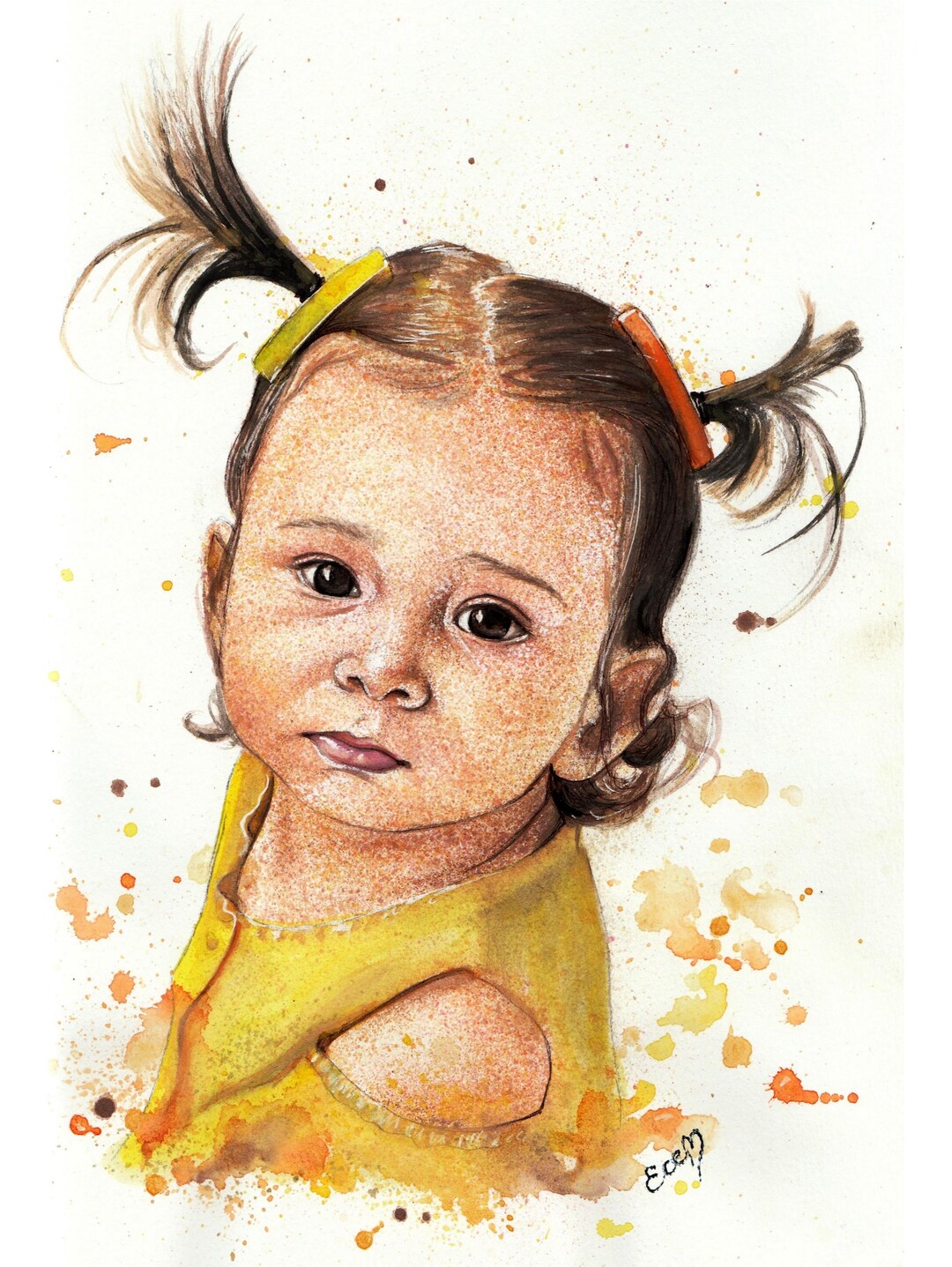 Watercolor Portrait Drawing From Photo, Unique , Handmade , Physical ...