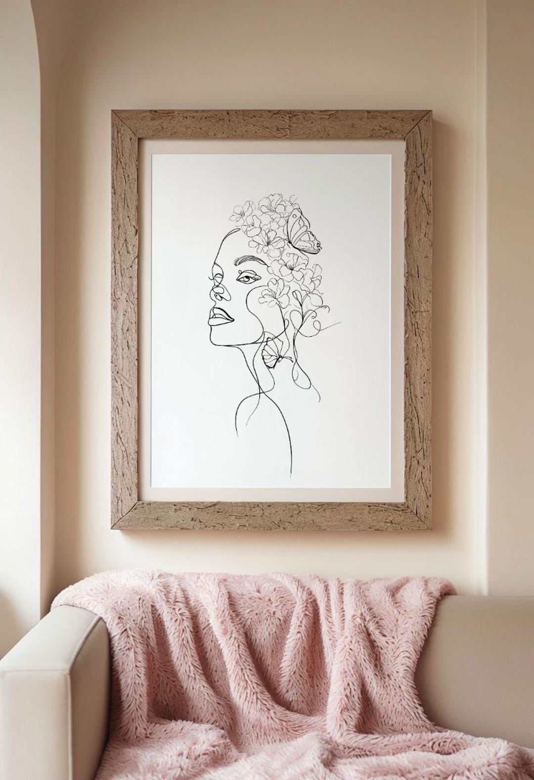 Floral Face Line Art Poster - Etsy