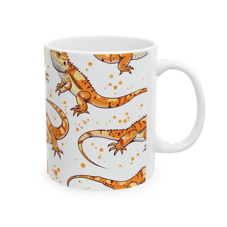 Adorable Bearded Dragon Mug Cute Cartoon Orange Lizards Perfect Coffee ...