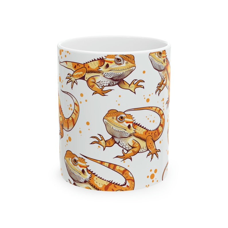 Adorable Bearded Dragon Mug Cute Cartoon Orange Lizards Perfect Coffee ...