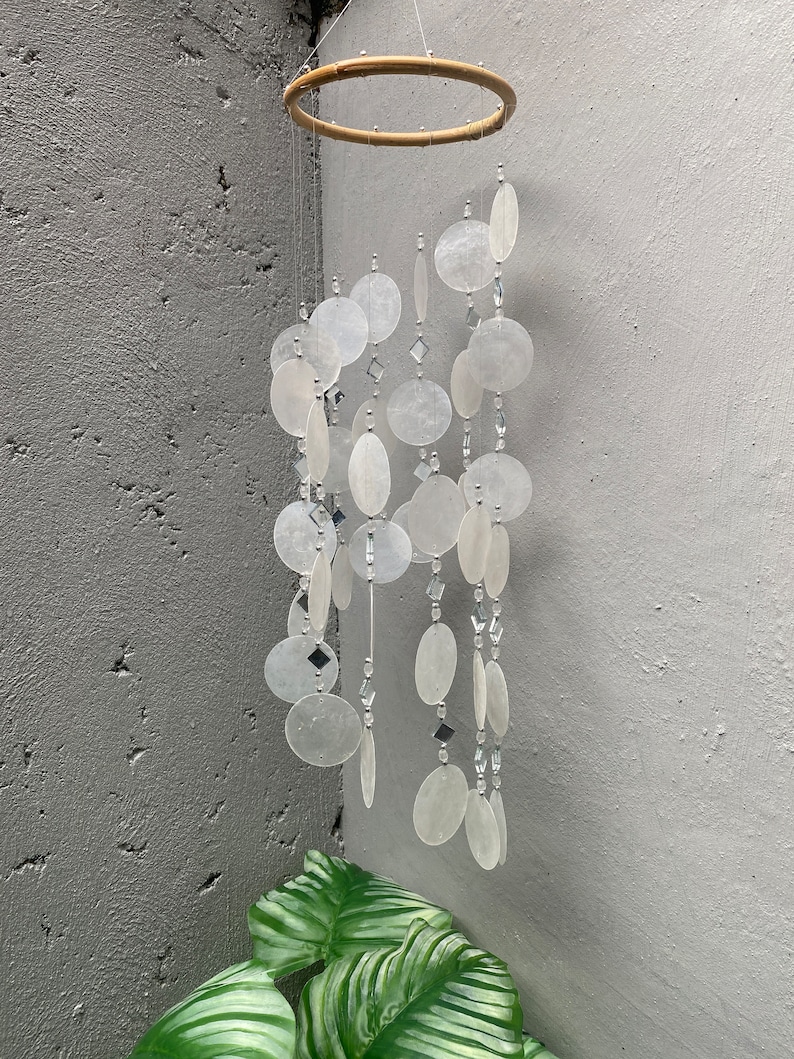 Classic Spiral Glass Capiz Shell Wind Chime - Etsy