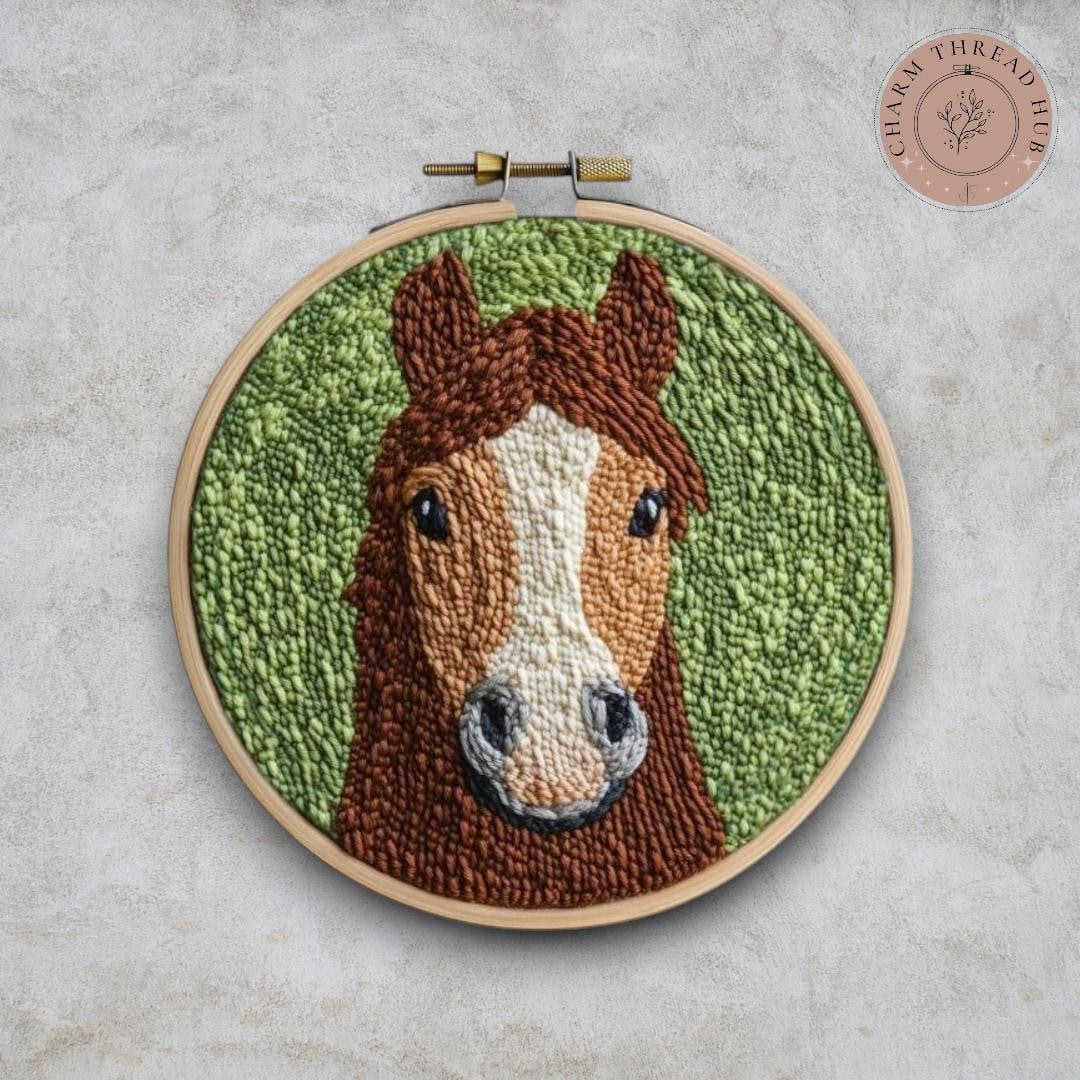Cute Animal Pony Punch Needle Embroidery Kit for Beginners Pony ...