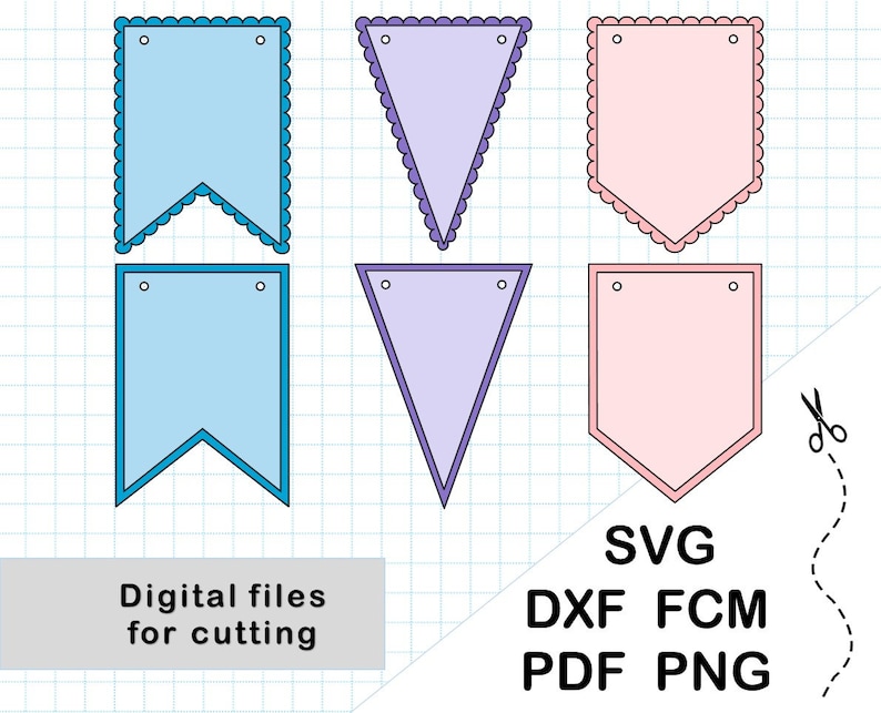 Bunting Banner SVG Template, Pennant Flag Cut Files (digital Download ...