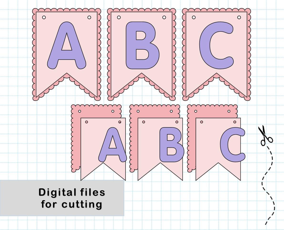 Alphabet Banner SVG Cut Files, DIY Bunting Template (digital Download ...