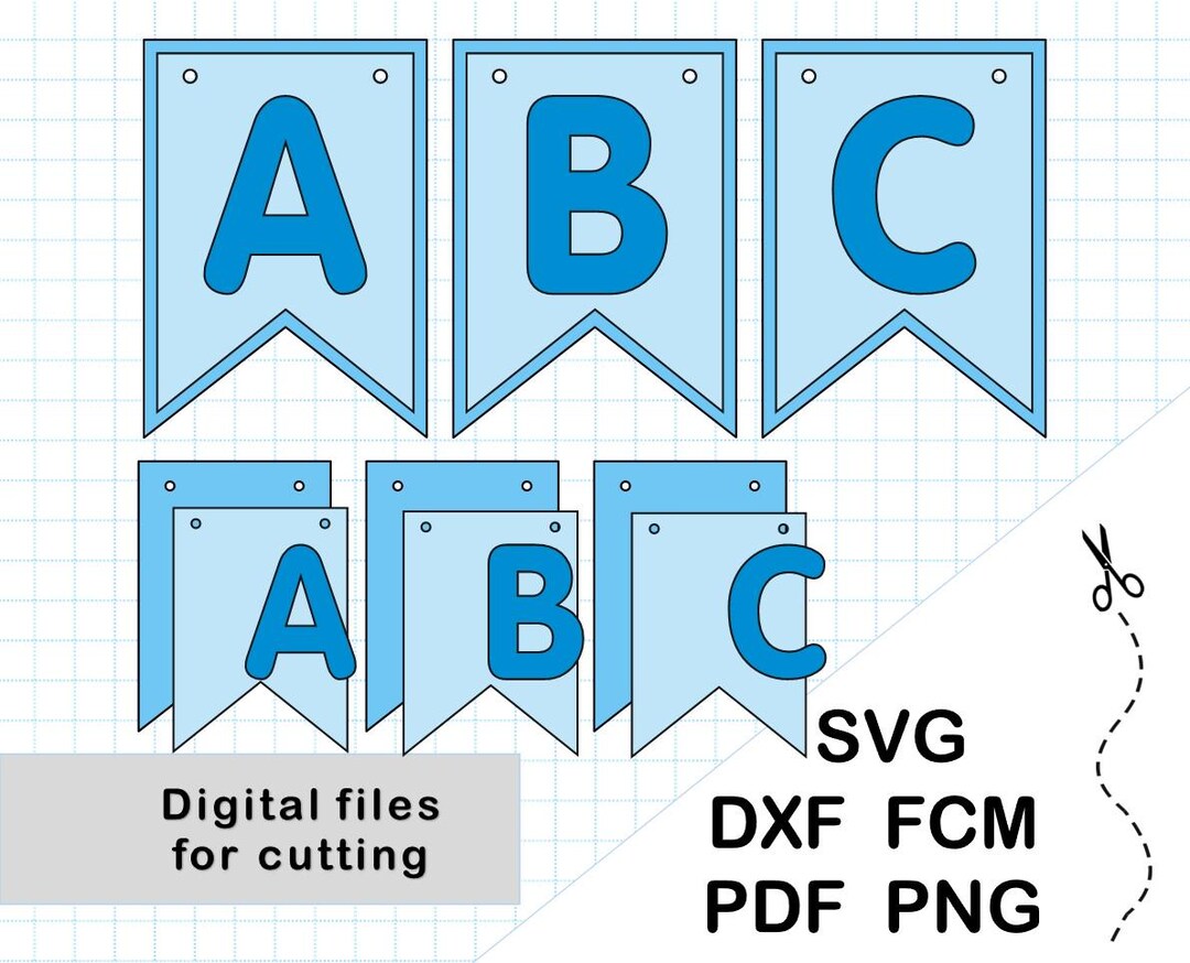 Alphabet Banner SVG Cut Files, DIY Bunting Template (digital Download ...