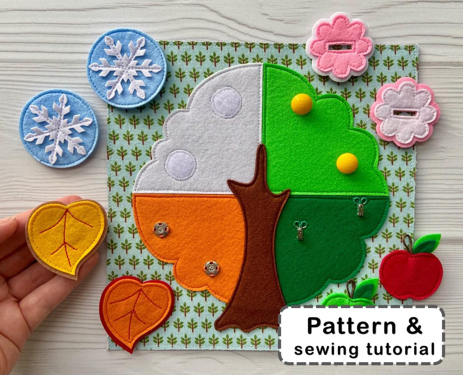 Four Seasons Tree Quiet Book Page: Felt Sewing Pattern (PDF Download ...