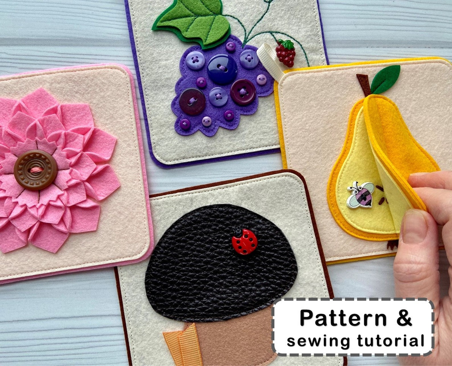 Tactile Felt Cards - Pattern & Sewing Tutorial for 10 Double Sided Felt ...