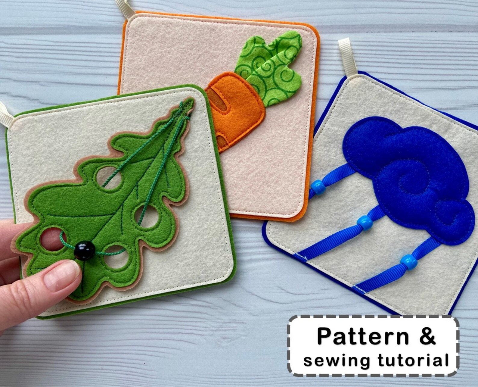 Tactile Felt Cards - Pattern & Sewing Tutorial for 10 Double Sided Felt ...