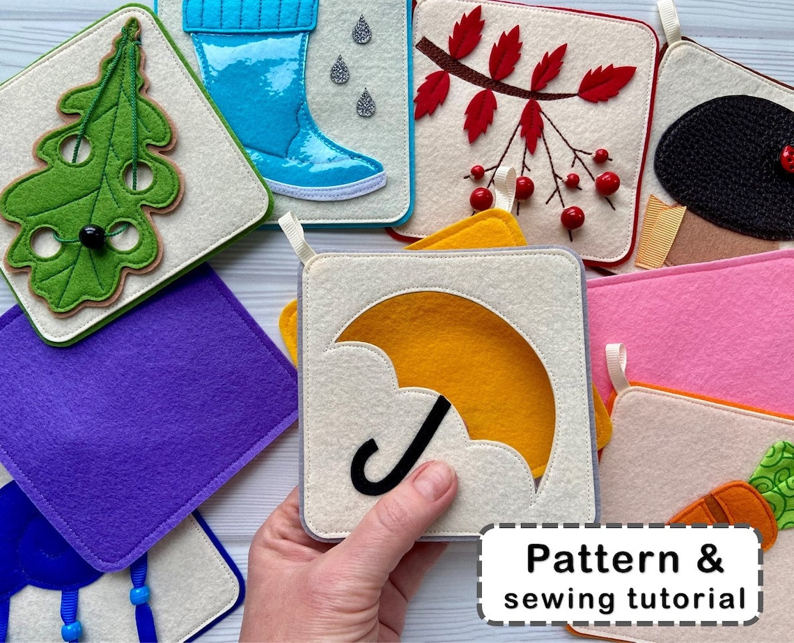 Tactile Felt Cards - Pattern & Sewing Tutorial for 10 Double Sided Felt ...