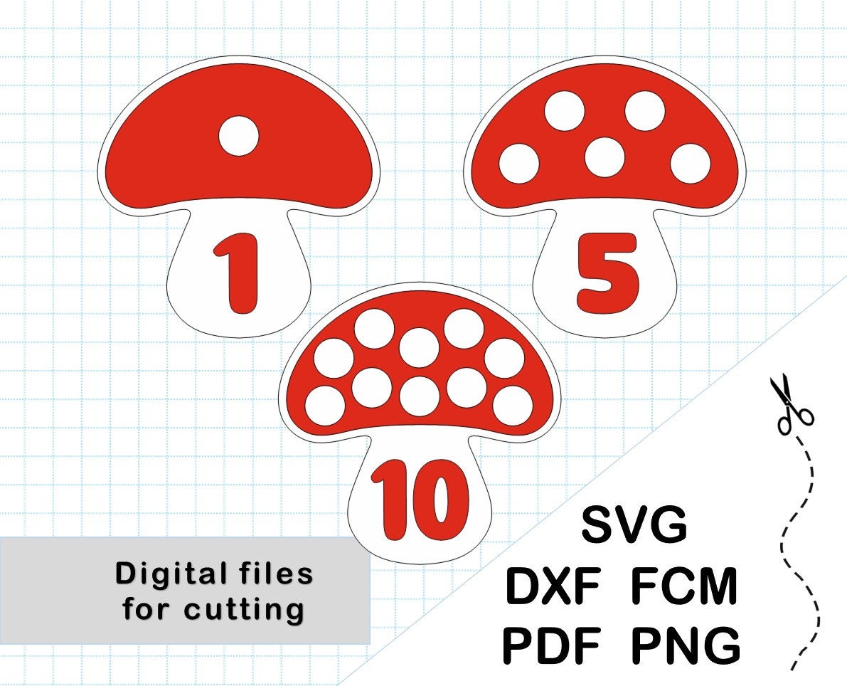 Mushroom Counting SVG Files for Cricut, Mushroom Svg for Busy Book ...