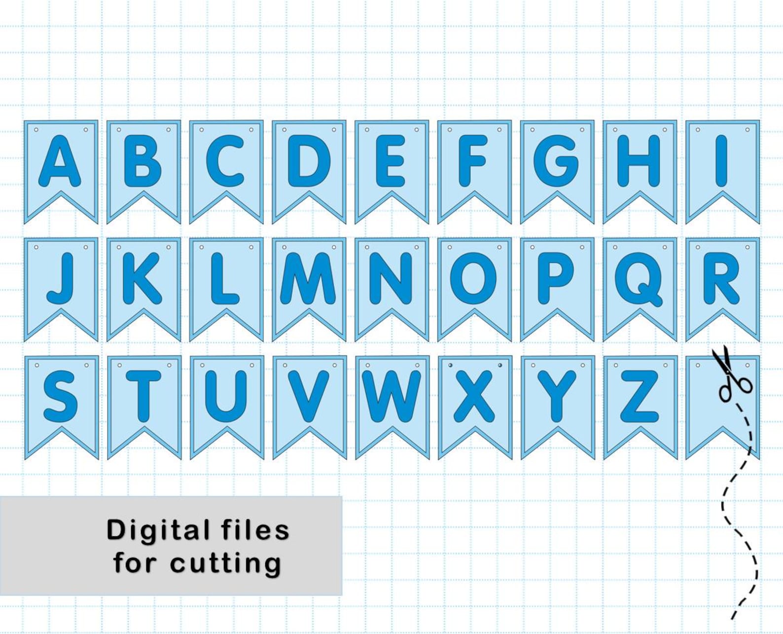 Alphabet Banner SVG Cut Files, DIY Bunting Template (digital Download ...