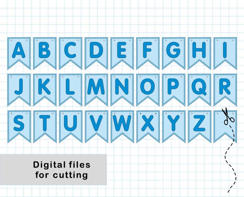 Alphabet Banner SVG Cut Files, DIY Bunting Template (digital Download ...