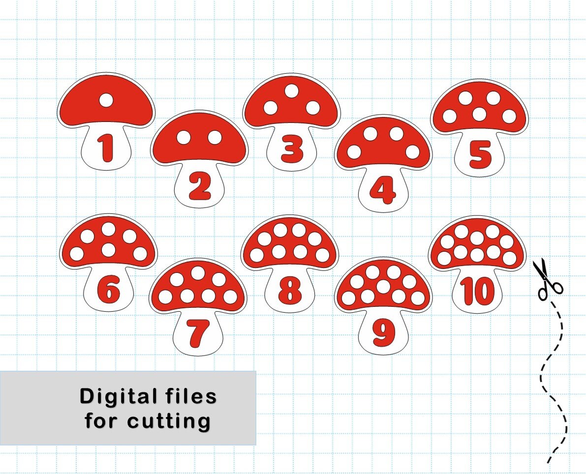 Mushroom Counting SVG Files for Cricut, Mushroom Svg for Busy Book ...